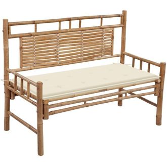 vidaXL Gartenbank mit Auflage 120 cm Bambus vidaXL