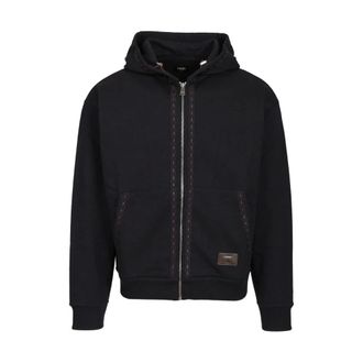 Fendi Baumwoll-Rei&szlig;verschluss-Hoodie - - Sweatshirts & Hoodies - Herren - Blau - L