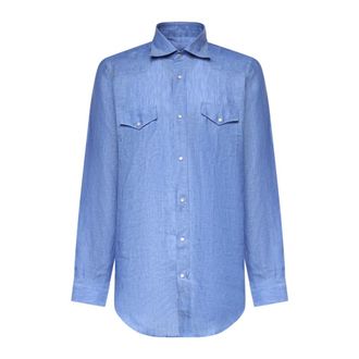 Sartorio Napoli Homme, Chemises, Bleu, Taille: 3XL Linen Shirt
