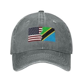 Generic Drapeaux Am&eacute;ricains Et Tanzaniens De Style D&eacute;chir&eacute; Homme Femme Casquette Trucker Athl&eacute;tique Trucker Caps S&eacute;chage Rapide Chapeau De Cowboy pour Voyage 