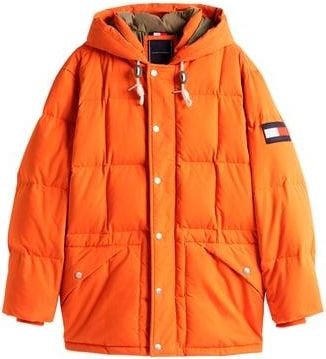 Tommy Hilfiger gemischte Baumwoll -Kapuzenparka - Orange