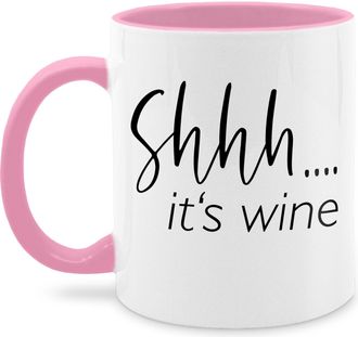 Shirtracer Tasse Tassen 325ml - Statement Sprüche - Shhhhh... its wine - 325 ml - Rosa - spruchtasse sarkasmus wein kaffeetasse spruchtassen spruch shh teetasse 