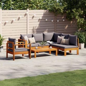 vidaXL vidaXL Salon de jardin avec coussins 5 pcs Bois dacacia solide