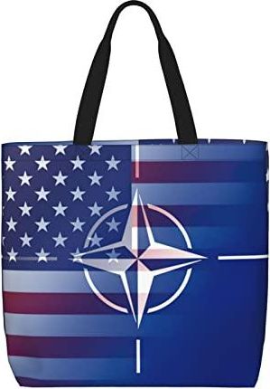 Generic Sac Fourre-Tout Drapeau Am&eacute;ricain De LOtan (Moiti&eacute; Drapeau Am&eacute;ricain) Sac &Agrave; Provisions En Toile De Grande Capacit&eacute; Avec Poign&eacute;es Sacs En Toile, Pour S