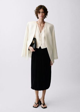 Mango Leinen-Anzugweste cremeweiß - Damen - XS - MANGO