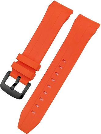 Generic 21mm 22mm gebogenes Ende Gummiarmband f&uuml;r T120 Seastar T120407A T120417A Schwarz Orange Silikon Uhrenarmband Handgelenk Armband
