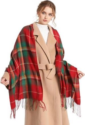 Miss Lulu Echarpes Femme Hiver Chaud en Carreaux Doux Foulard Châle écharpe épais Pull Châle Mode écharpe Longue Grand Unisexe Tartan Poncho Vintage Multicolore
