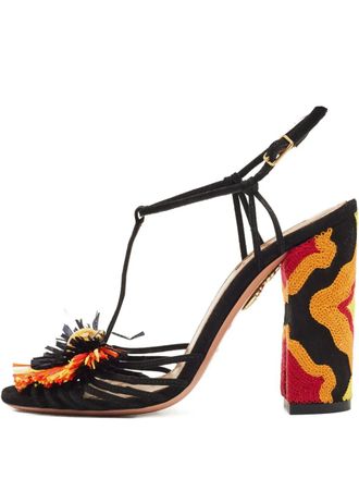 Aquazzura T-strap tassel sandals - Schwarz