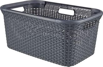 Curver Panier à linge 45 L Aspect rotin, Anthracite, 59,2 x 38 x 27 cm, Plastique 188958