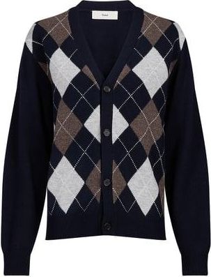 Dunst Cardigan droit col v imprim&eacute; en laine
