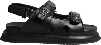 Dolce & Gabbana DG Logo Leder-Sandalen - - Shoes - Herren - Schwarzk - 43 EU