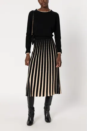 Gerard Darel Jupe en maille pliss&eacute;e bicolore - BIBIANE - Noir