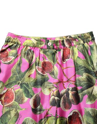 Dolce & Gabbana Womens Silk Fig And Leaf Print Trousers Pink