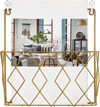 BESPORTBLE Metall Zeitschriftenständer Wandmontage Vielseitiger Prospektständer und Bücherhalter Goldfarbenes Drahtregal für Zuhause und Laden