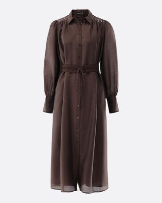 van Laack Midi-Hemdblusenkleid mit Leinen und Tencel