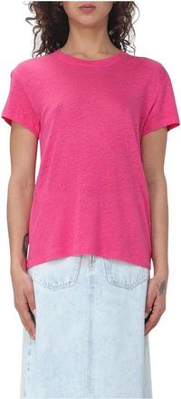 Iro Iro, Femme, Tops, Rose, Taille: 42 FR T-shirt en Lin Fuchsia Vibrant