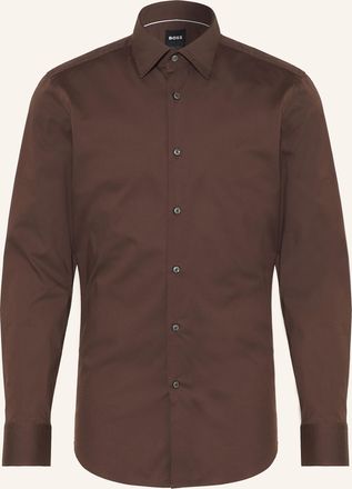 HUGO BOSS Hemd Hank Slim Fit braun