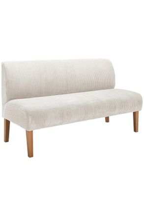 home24 Sitzbank, Beige, Holz, Textil, Buche, massiv, 3-Sitzer, 163x88x75 cm, Stoffauswahl, mit Rückenlehne, Esszimmer, Bänke, Sitzbänke