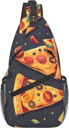 Generic Sacoche Port&eacute; &eacute;paule Motif de pizza d&eacute;licieux Polyester Sac De Poitrine Durable Sac &agrave; Dos Militaire pour Femme Camping Homme