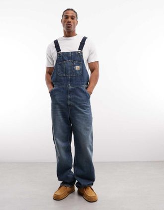 Carhartt Work in Progress Jeans-Latzhose in verwaschenem MIttelblau