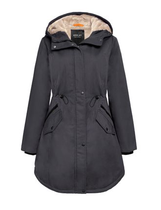 Orolay Damen Kapuzen Fleece Gefüttert Parka-Mantel Mittlere Länge Winter Draussen Gepolstert Jacke Dunkelgrau XXL