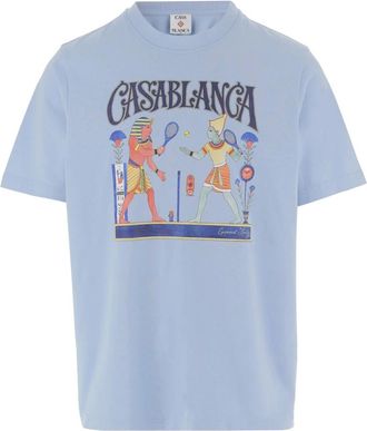 Casablanca Homme, Tops, Bleu, Taille: M T-Chemises