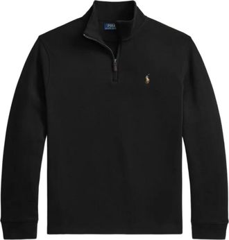 Polo Ralph Lauren Homme, Sweatshirts et sweats &agrave; capuche, Noir, Taille: XL Pull en coton &agrave; demi-zip