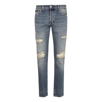 Philipp Plein Azure Blue Skinny Fit Denim Hose - - Jeans - Herren - Blau - W33