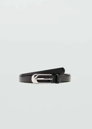 Mango Ceinture cuir boucle noir - Femme - S - MANGO