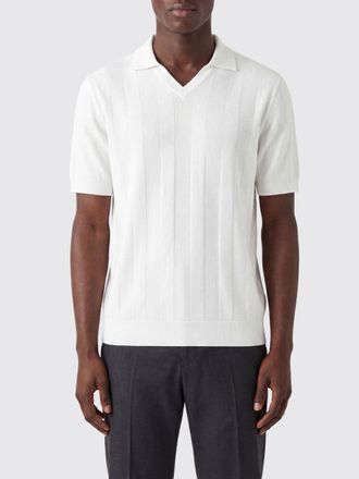 KANGRA Polo en maille de viscose &agrave; manches courtes avec col V et bords c&ocirc;tel&eacute;s