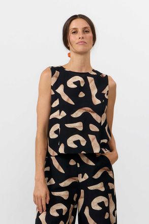 Suite13lab Damen vegan Top Fuji Print Stones Schwarz