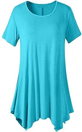Generic T-shirt basique uni à manches courtes pour femme - Europe et États-Unis - Grande taille - Longueur moyenne - Manches courtes - Col rond - Couleur unie