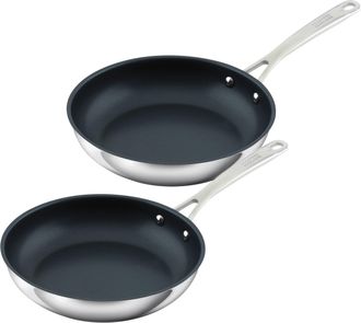 Kuhn Rikon Allround Bratpfannen Set, beschichtet, Edelstahl, f&uuml;r alle Herdarten inkl. Induktion, 24 und 28 cm, schonendes und fettarmes Anbraten