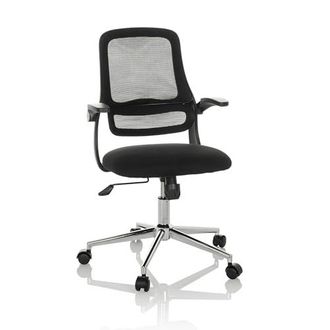hjh OFFICE Bürostuhl mit klappbaren Armlehnen Miko B ECO Drehstuhl höhenverstellbar, atmungsaktive Rückenlehne, Lendenwirbelstütze, Schwarz