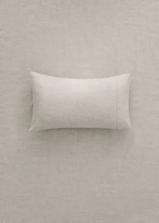 Mango Taie doreiller lin lav&eacute; ajour&eacute; 30x50 cm beige - Home - 30x50cm - MANGO HOME