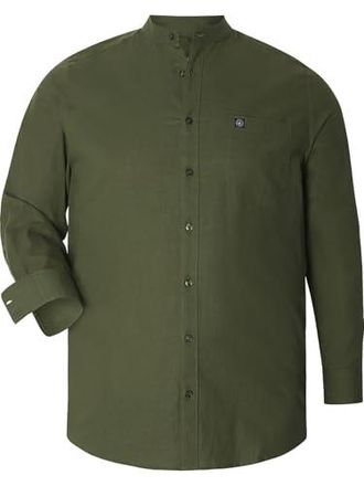 Jan Vanderstorm Chemise &agrave; col montant Kallu pour homme - Avec col montant - En pur coton - Taille L &agrave; 7XL, Olive, 3XL