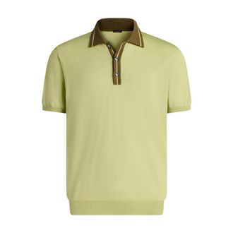 Kiton Piqu&eacute;-Polohemd aus reiner Baumwolle mit Kontrastkragen - - Tops - Herren - Gr&uuml;n - XL