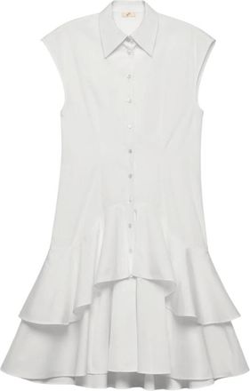 Bite Studios Femme, Robes, Blanc, Taille: 36 FR Volans Cotton Dress