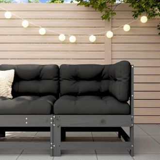 vidaXL Garten-Ecksofa Grau Massivholz Kiefer Vidaxl