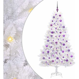 vidaXL K&uuml;nstlicher klappbarer Weihnachtsbaum Wei&szlig; 180 cm PVC und Stahl vidaXL