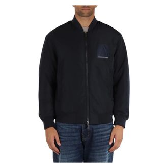 A|X Armani Exchange Homme, Vestes, Bleu, Taille: XS Bomber rembourré avec patch logo