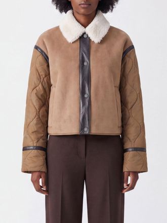 Max Mara Kurze Wildlederjacke mit Pelzkragen