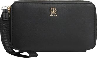 Tommy Hilfiger TH Logotape Compact Zip Around - Femme - Sacs - Noir - Taille: ONE Size
