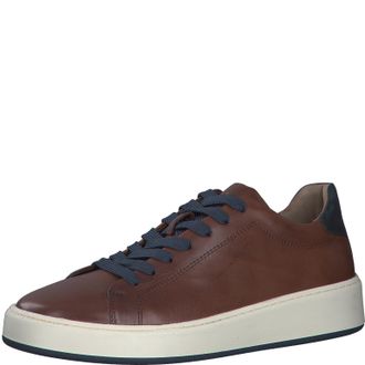 Marco Tozzi by Guido Maria Kretschmer Herren Sneaker flach aus Leder mit dicker Sohle, Braun (Cognac Comb), 44 EU