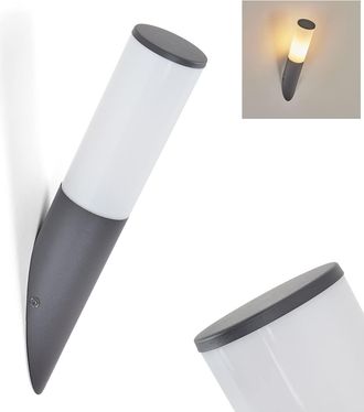 HOFSTEIN Außenwandleuchte Caserta, moderne Außenleuchte aus Metall/Kuntstoff in Anthrazit/Weiß, Wandlampe für Terrasse/Hof/Eingangsbereich, 1 x E27-Fassung, Ga