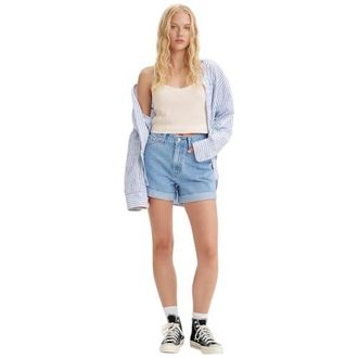 Levi's Levis Short Rolled 80s Mom Med Indigo-Finition Plate Fat Finish, Back to Blue, 24 W Femme