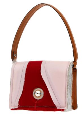 DENTRO Womens Multicolor Satin And Leather Mirim Handbag Redpink Borse A Mano Bag