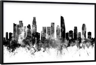 artboxONE Poster mit schwarzem Rahmen 30x20 cm Städte Los Angeles California Skyline 2 - Bild Los Angeles