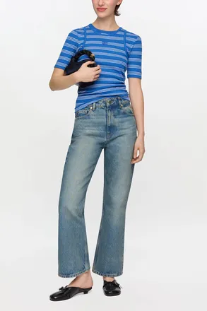 Ganni blau Get&ouml;nte, starre Betzy-Jeans Bio-Baumwolle - Gr&ouml;&szlig;e 24W/33L