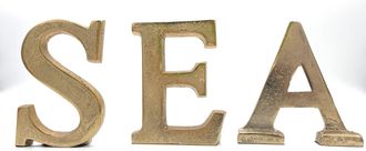 Boltze Aufsteller SEA Gold Alu 3 TLG 12 cm Einzel Buchstaben Stellen Trend Zeitlos